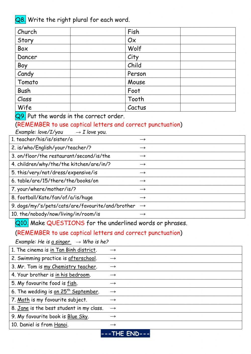 Weekly Assessment Test (Oct 19th, 2020) worksheet | Live Worksheets
