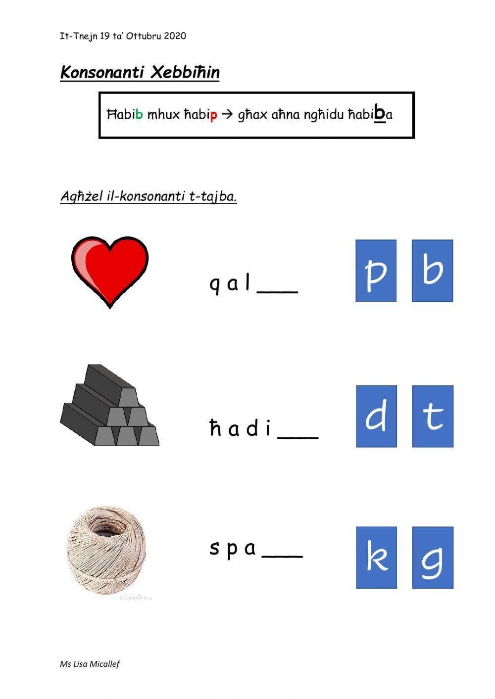 Konsonanti Xebb… | Free Interactive Worksheets | 428505