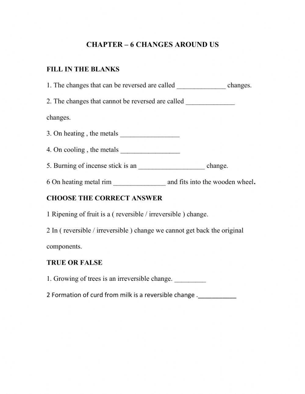 Changes Around Us-1 1819 | geeta43 | Live Worksheets
