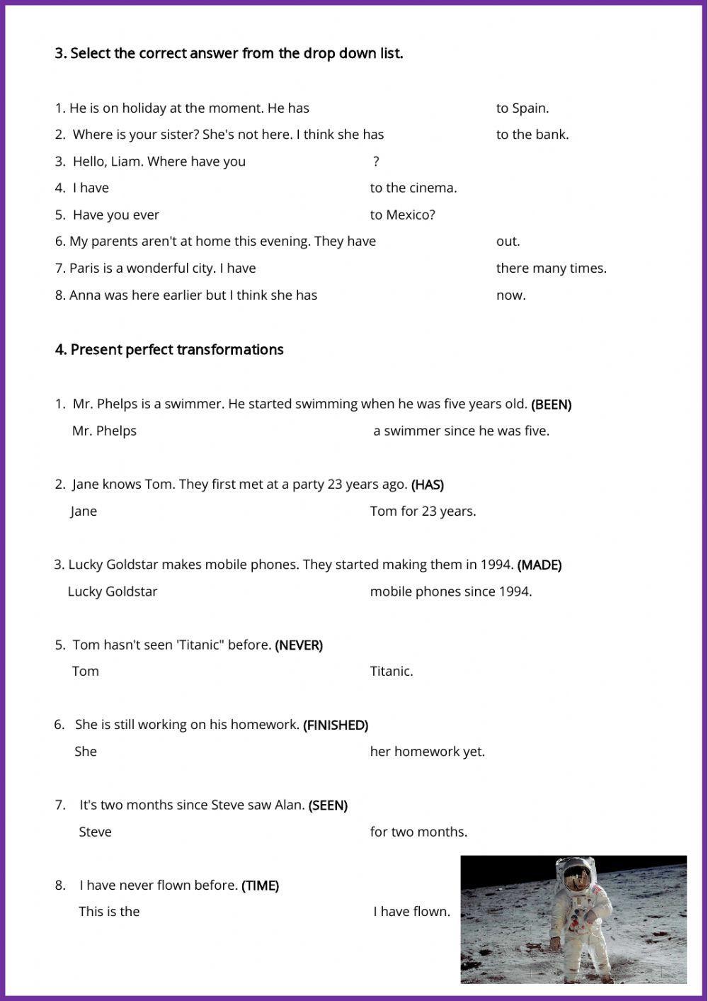 Present perfect | Free Interactive Worksheets | 428780