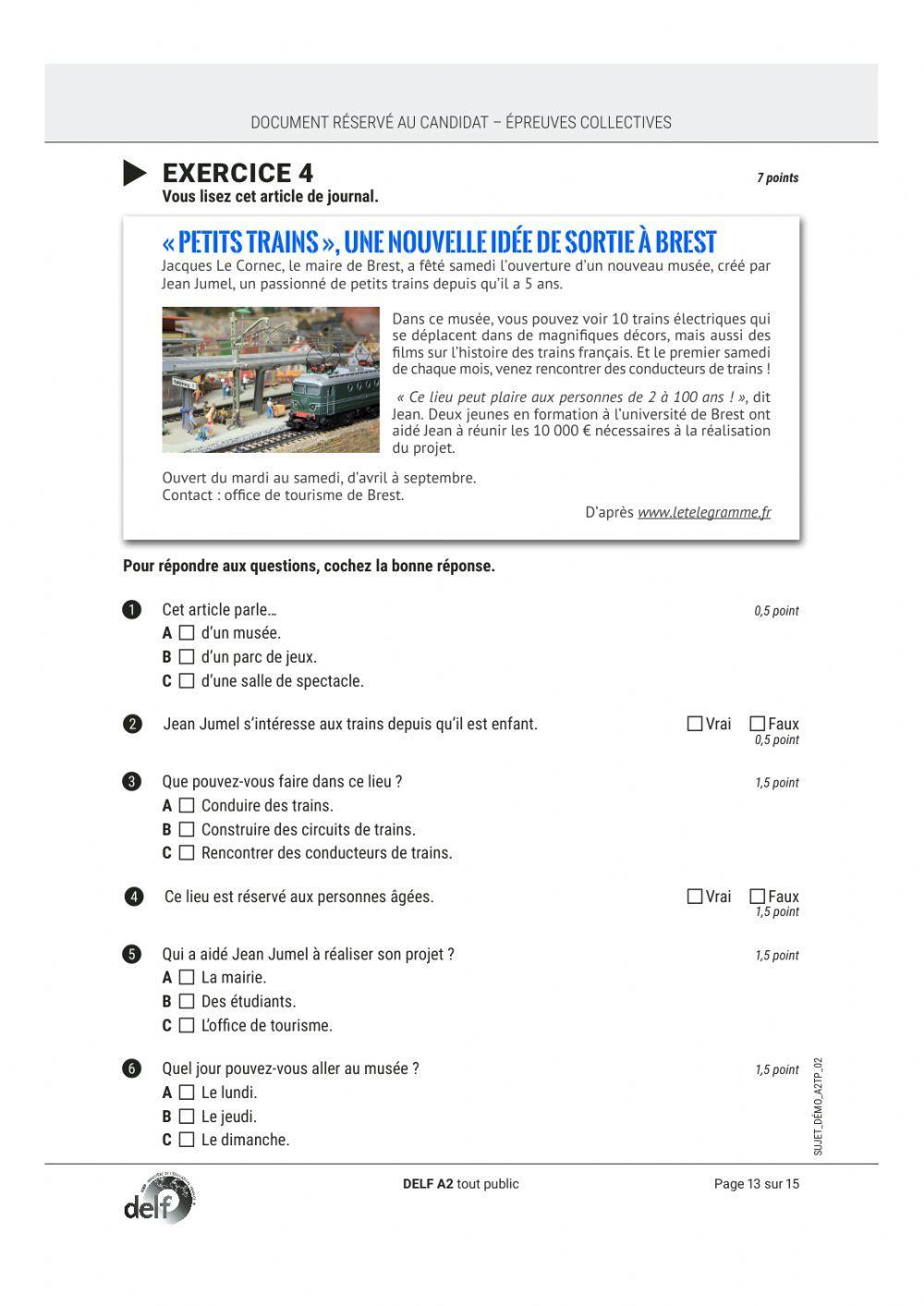 428936 | DELF A2 Sujet 6 | FLECristina | LiveWorksheets