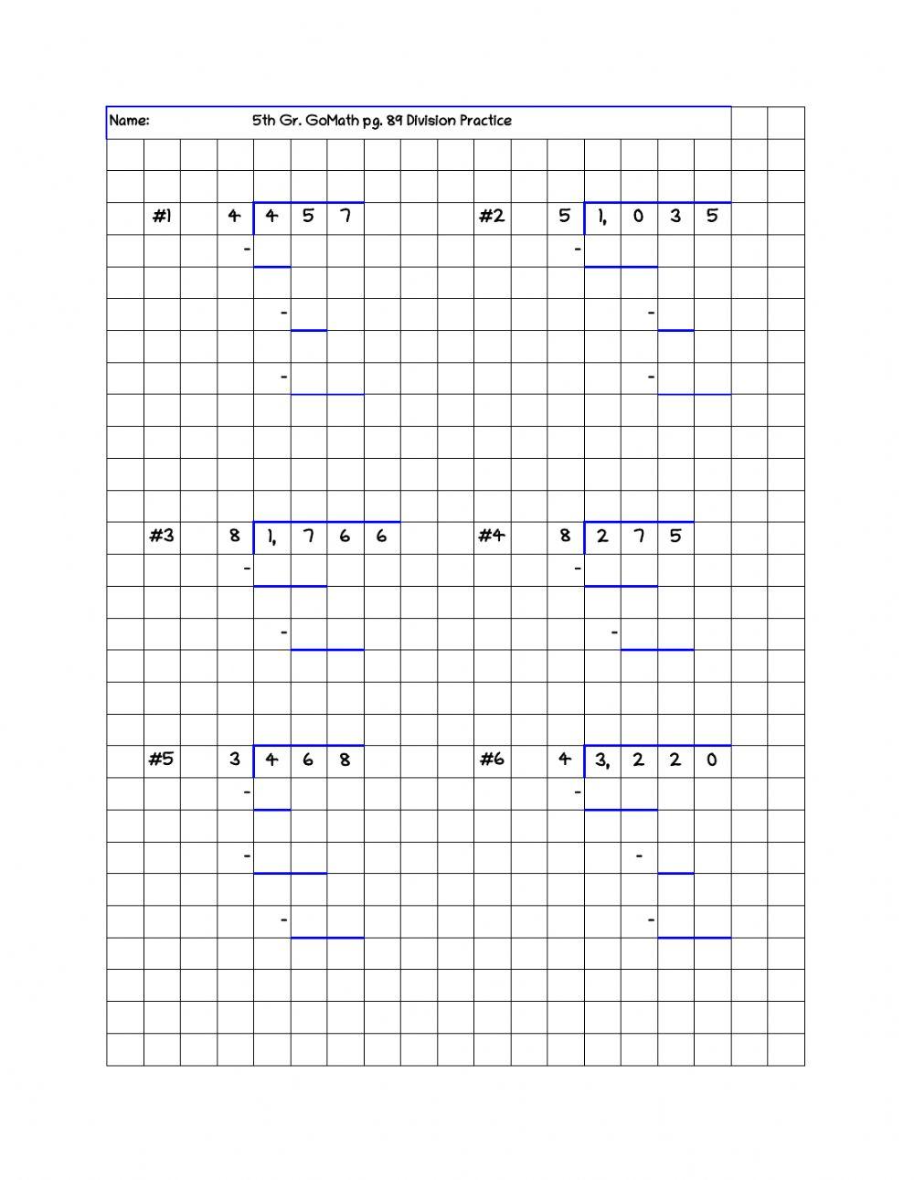 5th Gr. GoMath pg 89 -1-7 worksheet | Live Worksheets