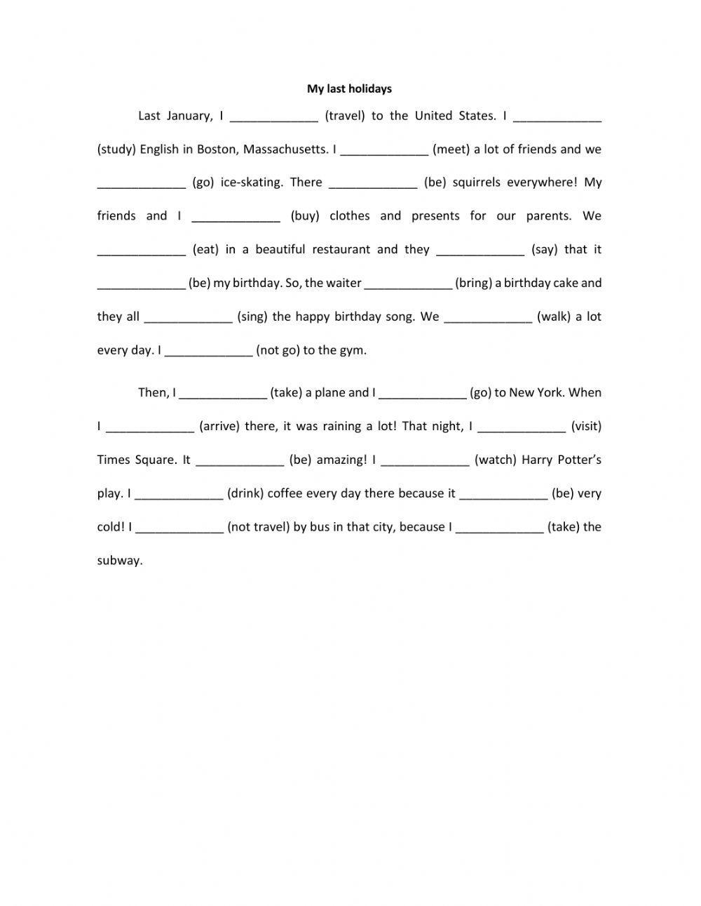 Past Simple Verb Passage 429268 | belu_romero2 | Live