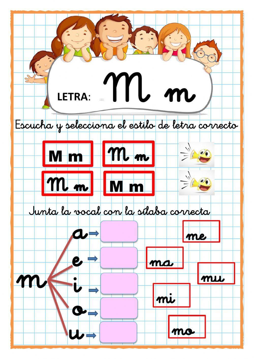 Letra m | Free Interactive Worksheets | 429510