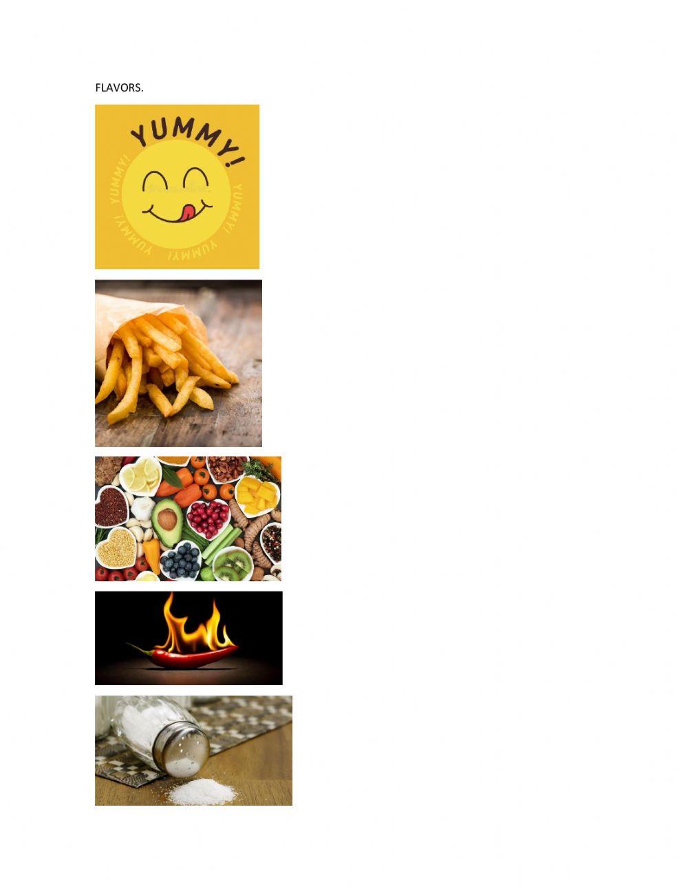 Flavors worksheet | Live Worksheets