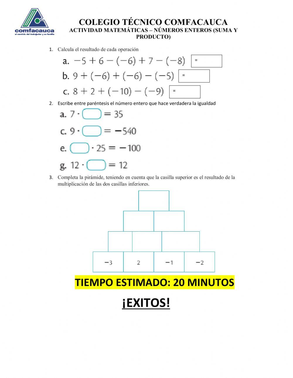 Matematicas 7 worksheet | Live Worksheets