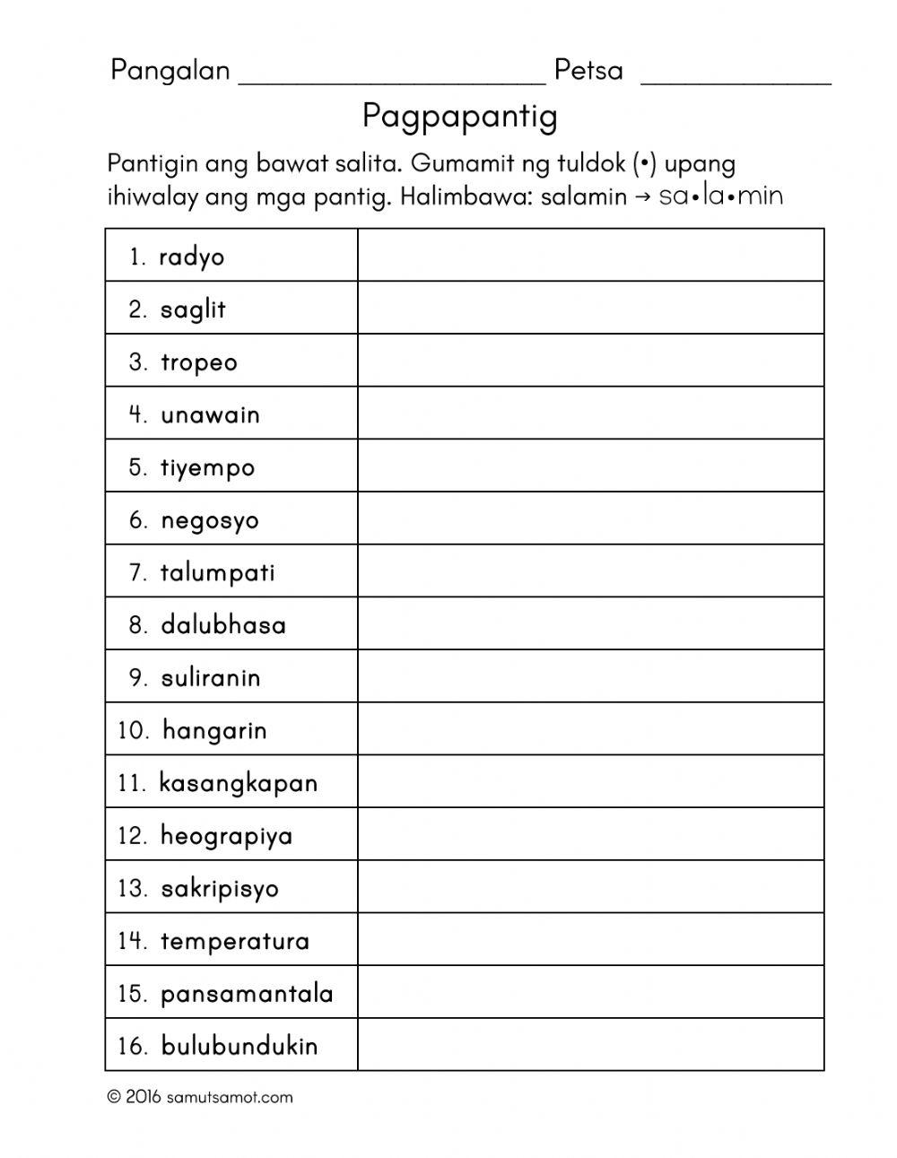 6148750 | Pagpapantig | Malen Ortega | LiveWorksheets