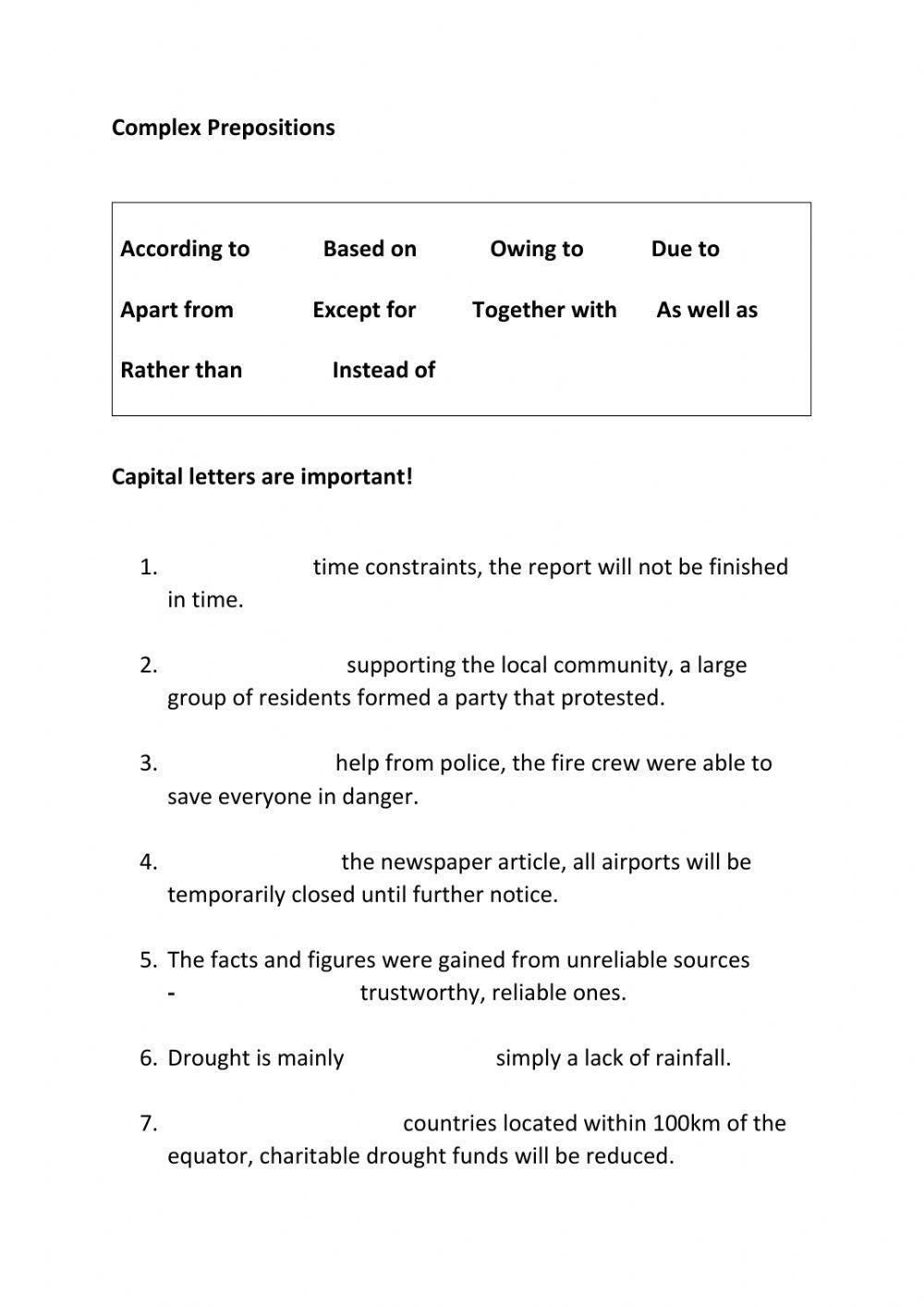 Complex Preposi… | Free Interactive Worksheets | 430386