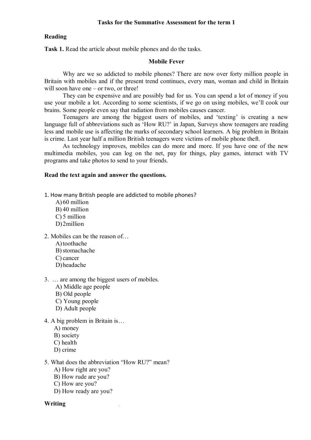 SAT 1 7 grade worksheet | Live Worksheets