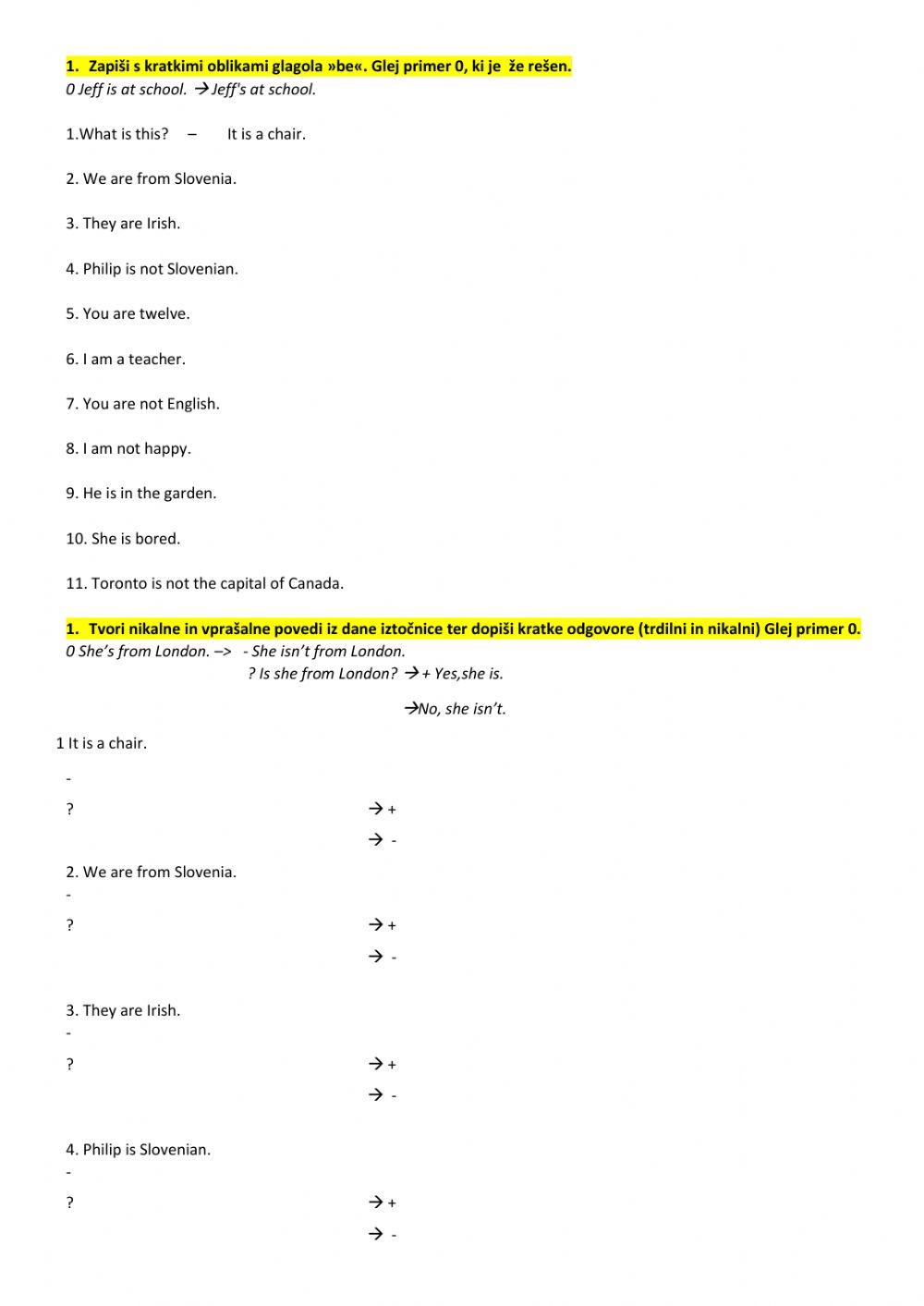 Verb to be-negative,question,short answers 430623 | Nika