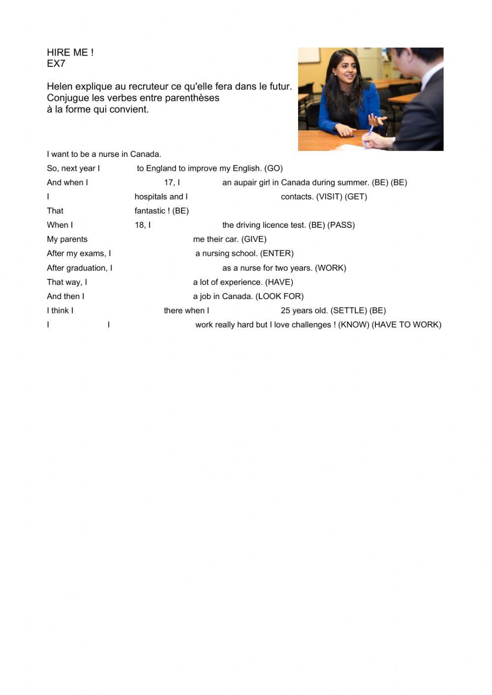 Hire me ex7 1901 | nicolassergent | Live Worksheets