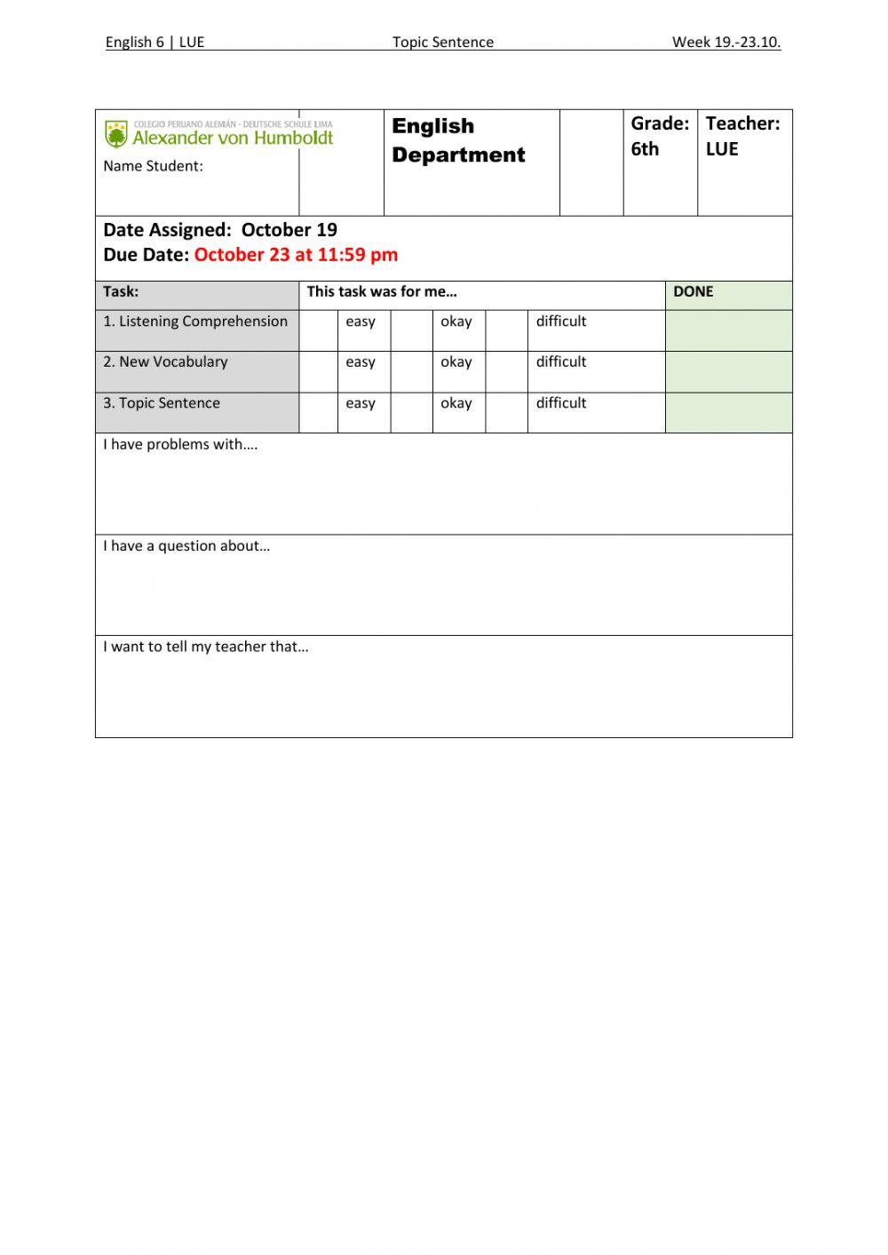 Week plan 12 worksheet | Live Worksheets