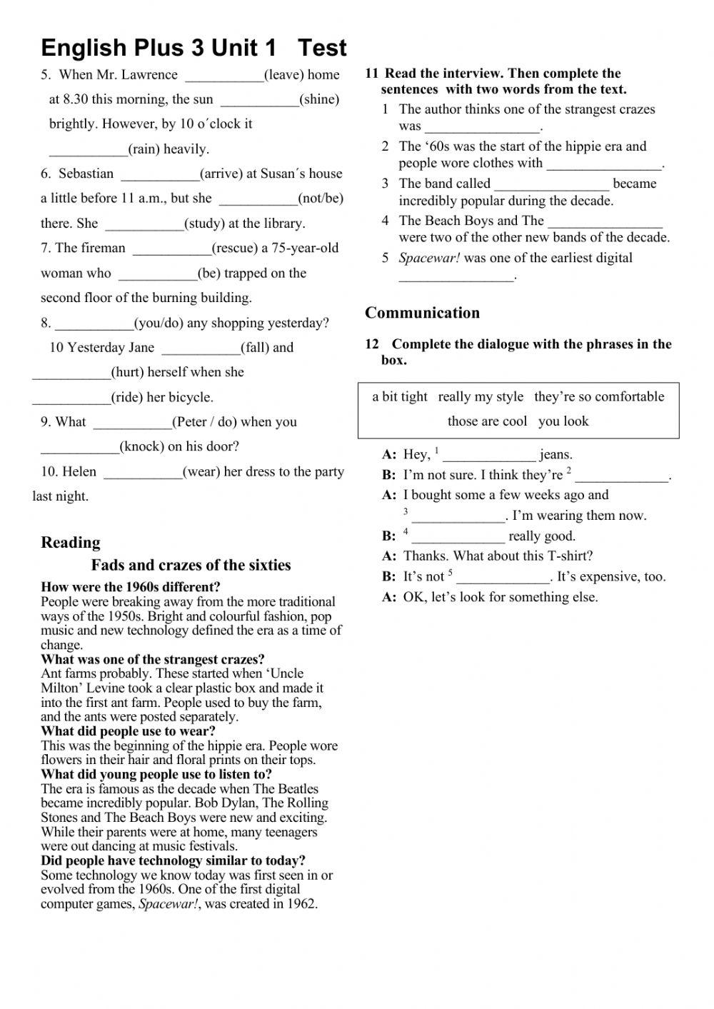 English Plus 3 … | Free Interactive Worksheets | 6150638