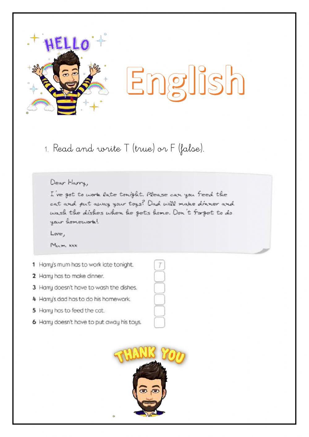English 001 worksheet | Live Worksheets