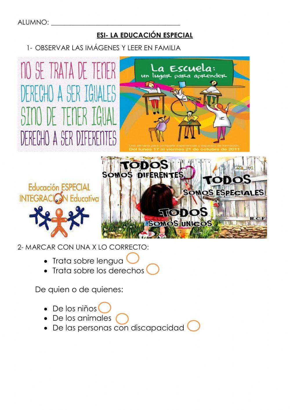 Ed. especial worksheet | Live Worksheets