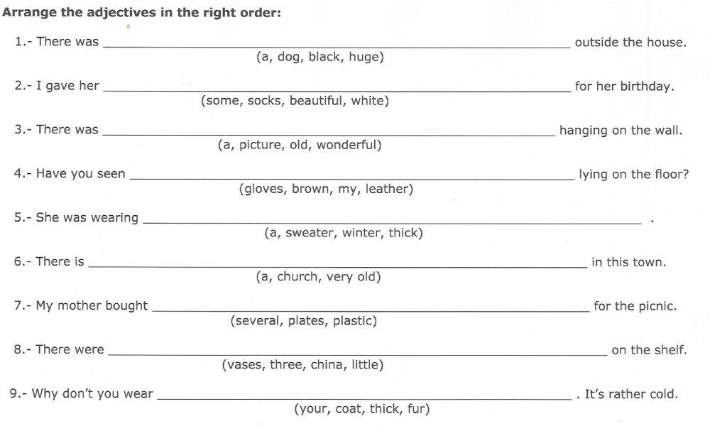 Adjective Word Order Worksheet online exercise for | Live Worksheets