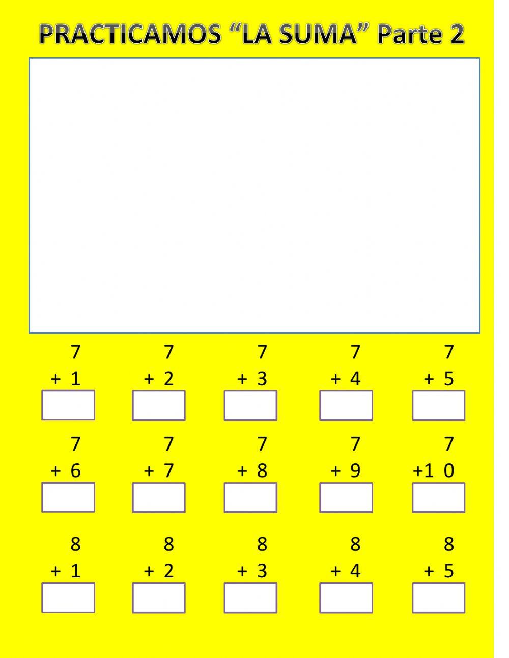 Práctica 2 sumas worksheet | Live Worksheets