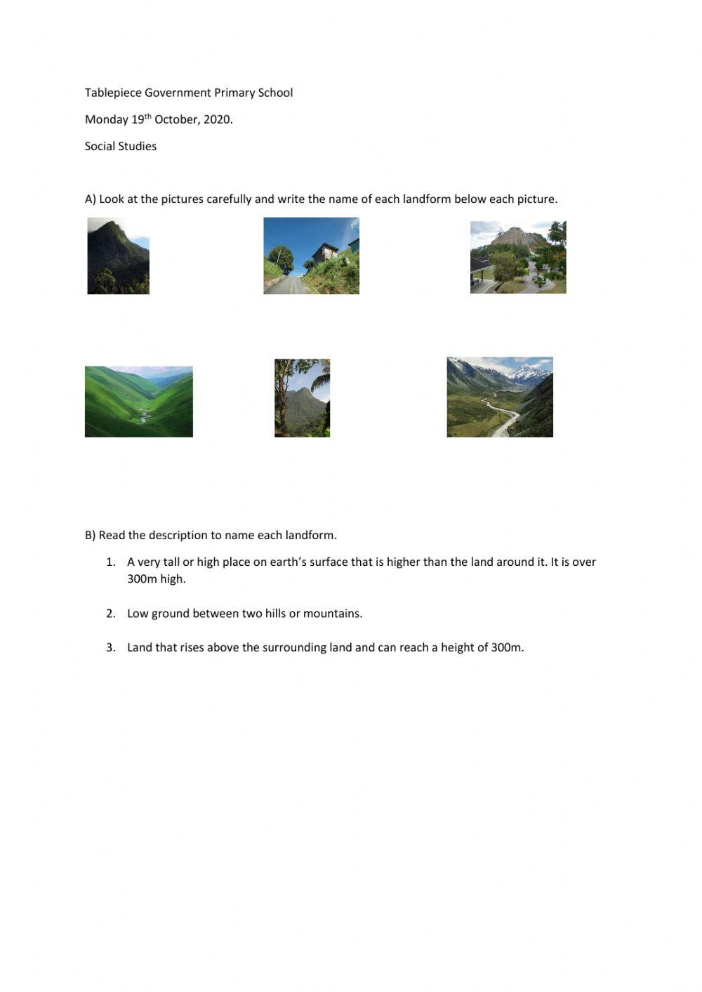 Landforms | Free Interactive Worksheets | 432024