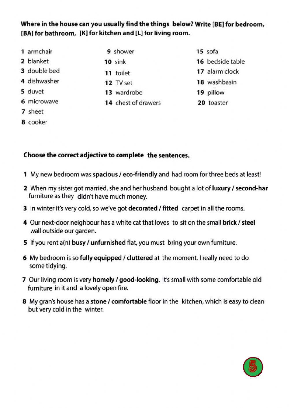 House vocabulary | Free Interactive Worksheets | 2050080