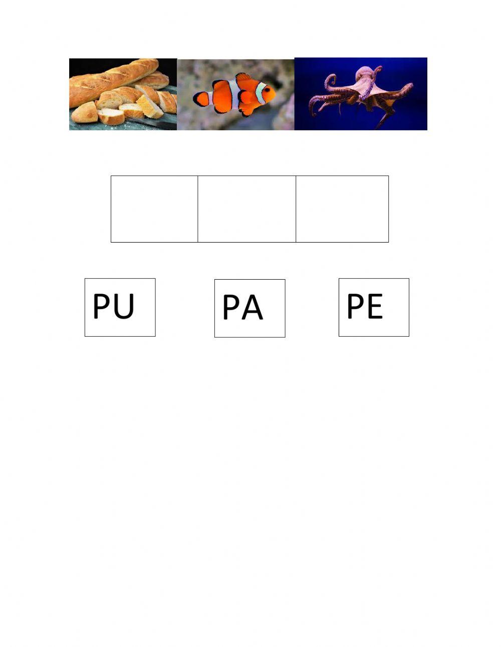 Trabajamos silaba PA-PE-PI-PO-PU worksheet | Live Worksheets