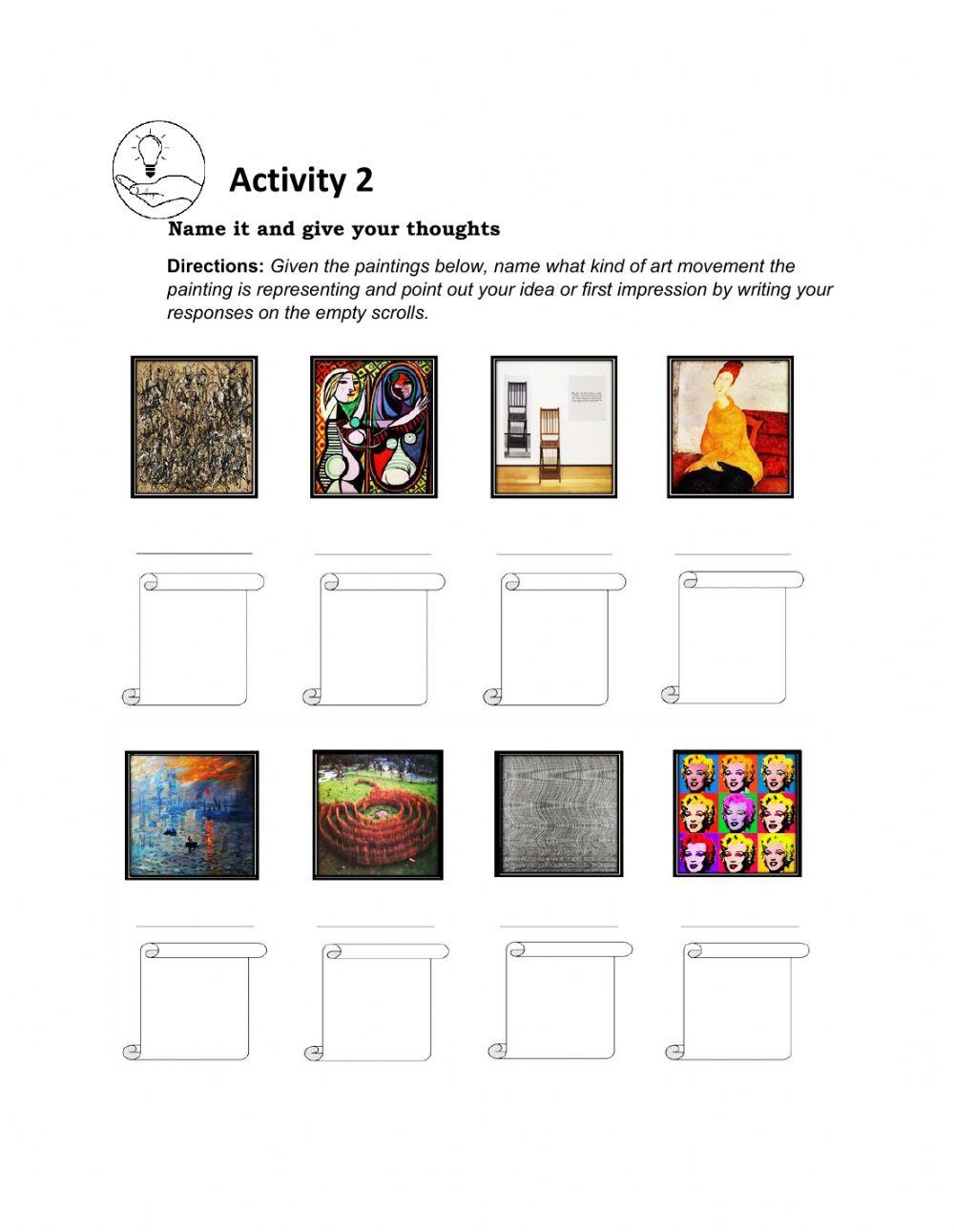 Arts online exercise | Live Worksheets