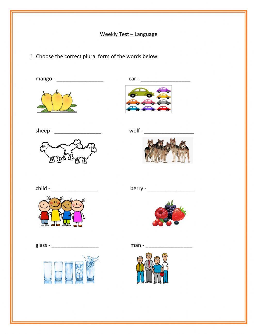 Weekly Test Language 2 worksheet | Live Worksheets