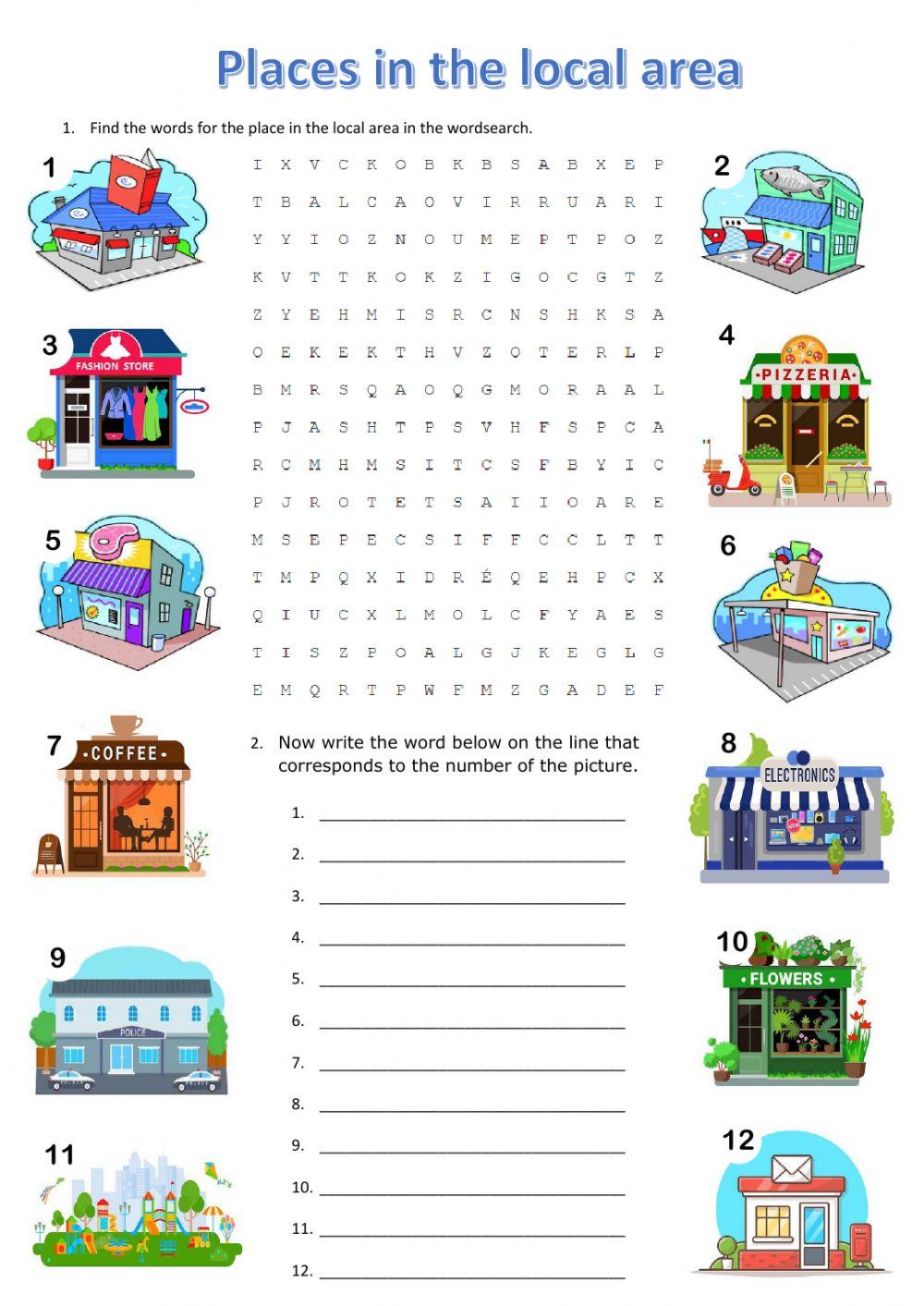 Places in town 396120 | FIONA MANCUSO | Live Worksheets