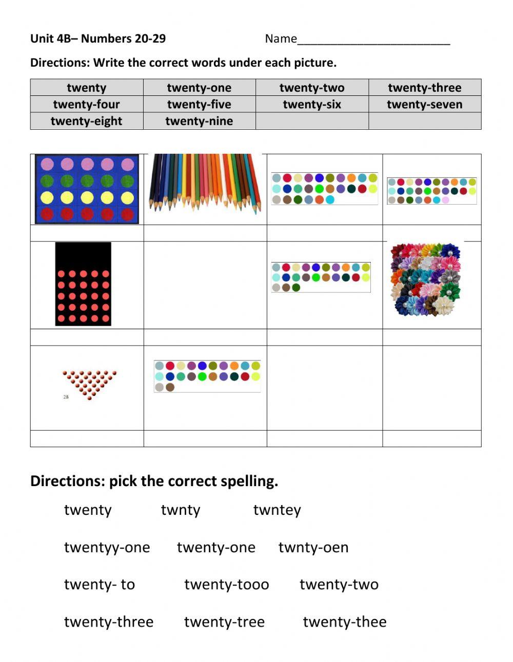 Unit 4 Numbers worksheet | Live Worksheets