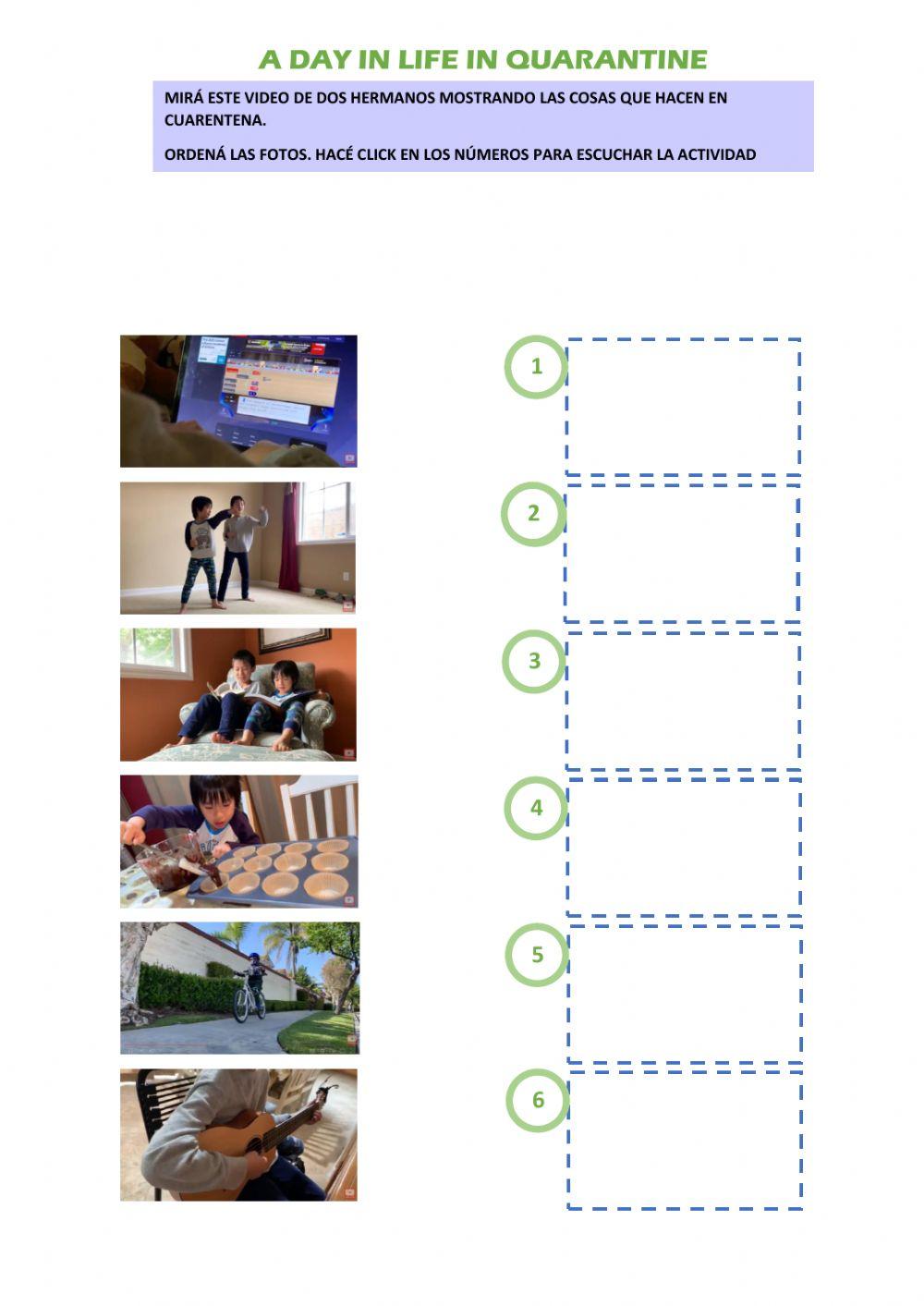 A day in life in quarantine worksheet | Live Worksheets