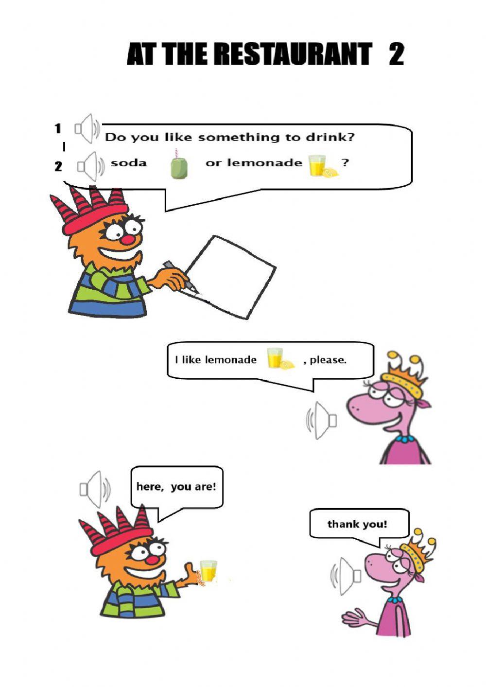 At the restaurant 2 worksheet | Live Worksheets