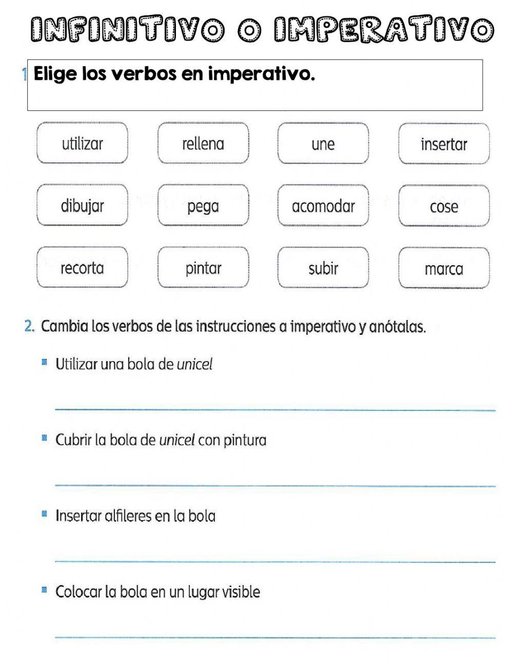 Infinitivo o im… | Free Interactive Worksheets | 432775