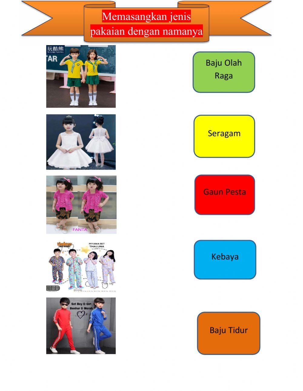 Pakaian | Free Interactive Worksheets | 432961
