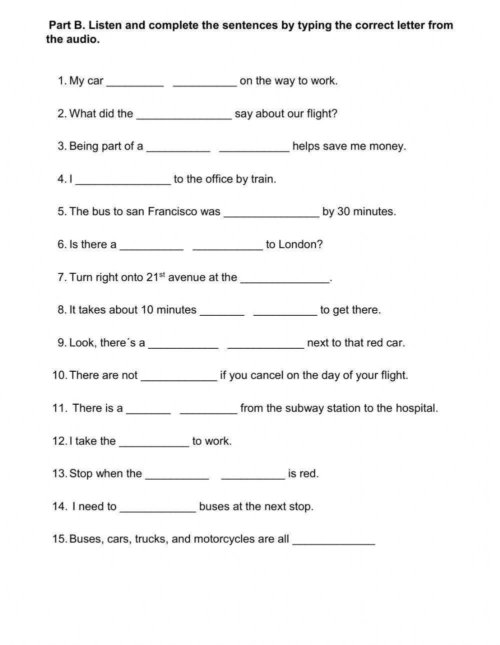 2155645 | UNIT 7. TRANSPORTATION 1. VOCABULARY AND EXTRA