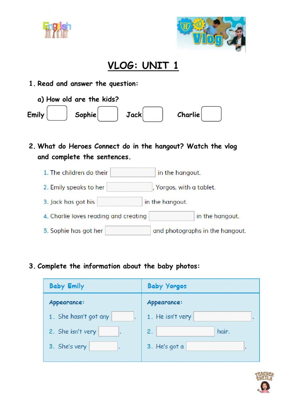 5th U1 VLOG | Free Interactive Worksheets | 434644