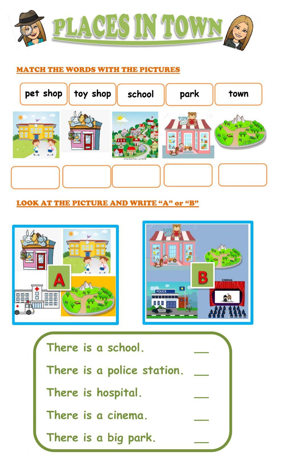 Places in town | Andrea Mac | Live Worksheets