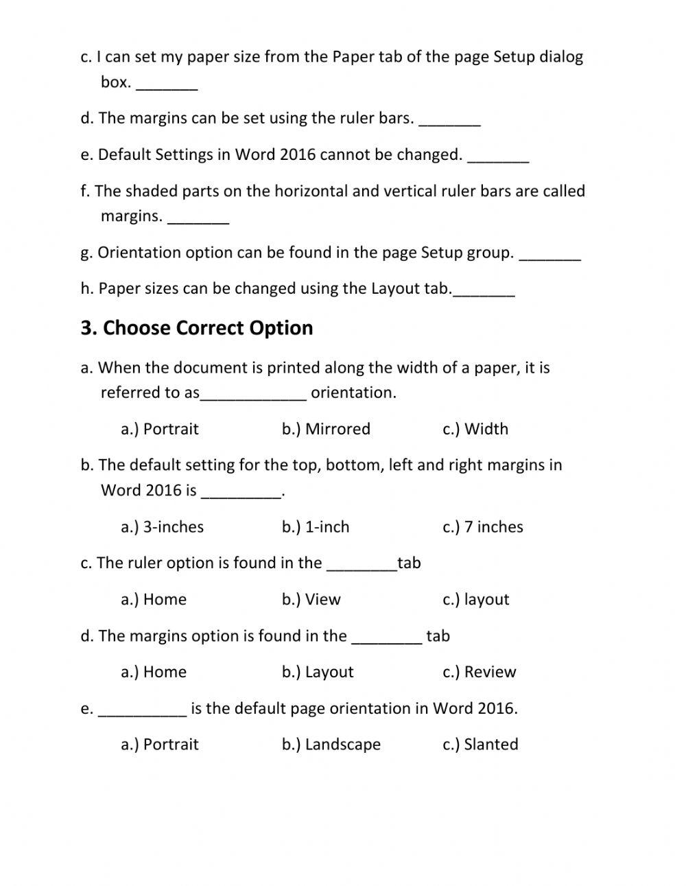 Grade 4 Layout in Word 2016 - liveworksheet online exercise for | Live ...