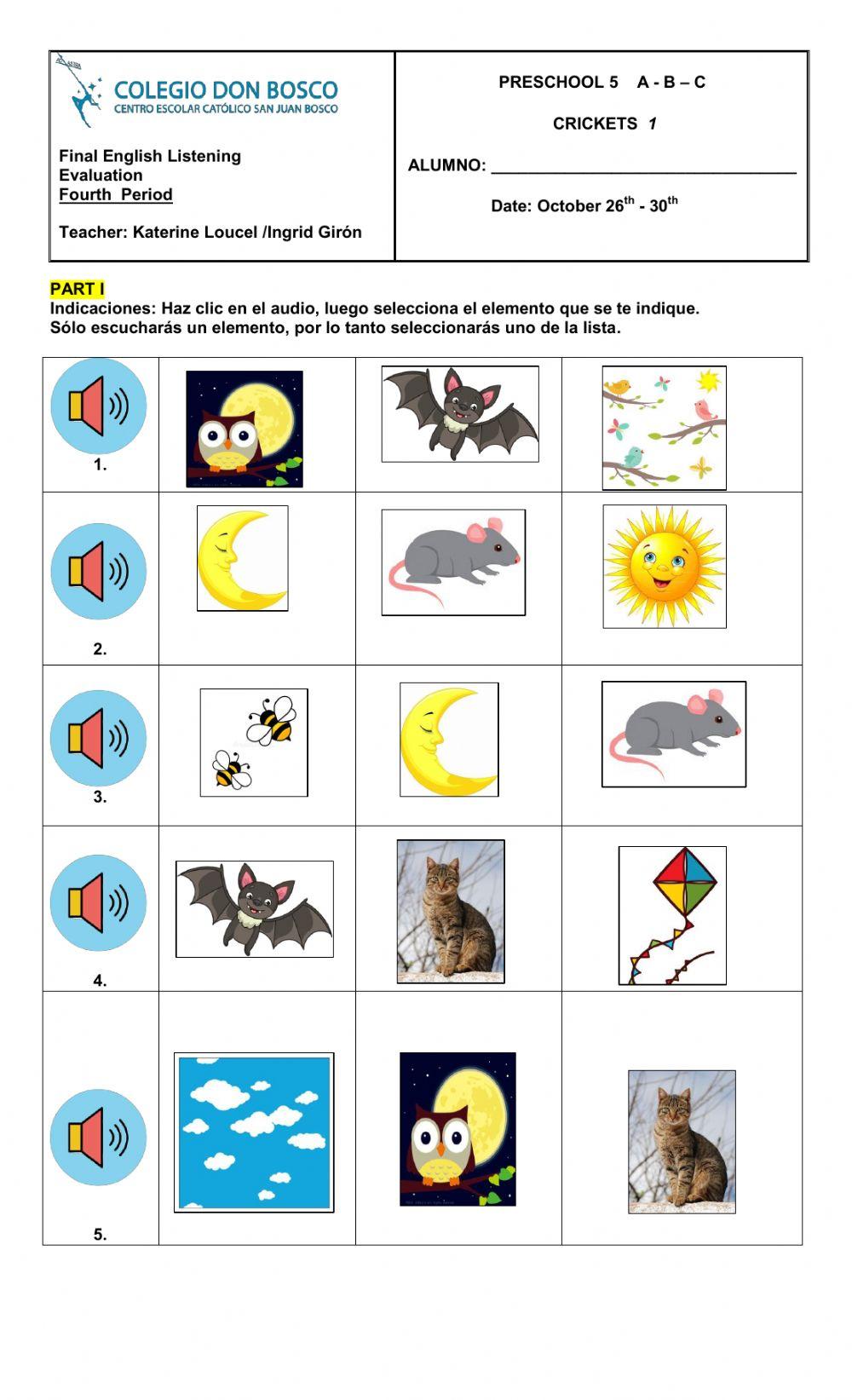 Parvularia 5 Ex… | Free Interactive Worksheets | 6155535