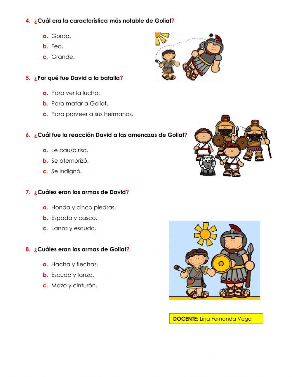 David y Goliat | Free Interactive Worksheets | 435281