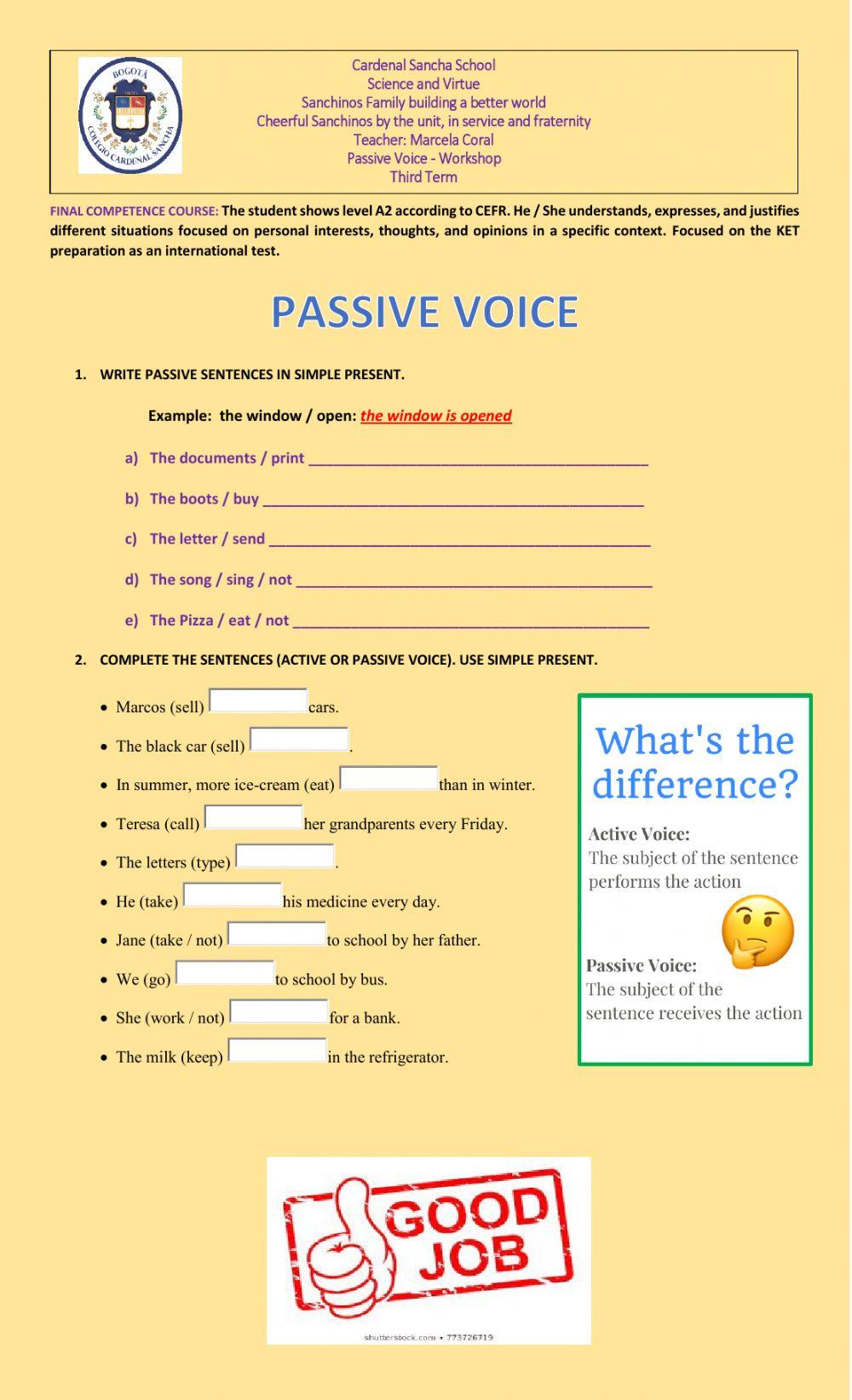 Passive Voice in Present Simple Tense online exercise for | Live Worksheets