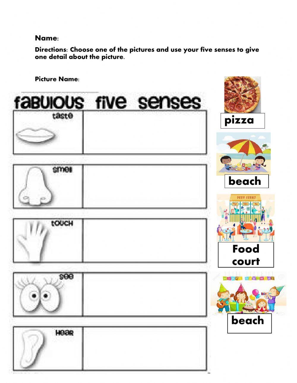 Sensory details worksheet | Live Worksheets sensory-details-worksheet-live-worksheets