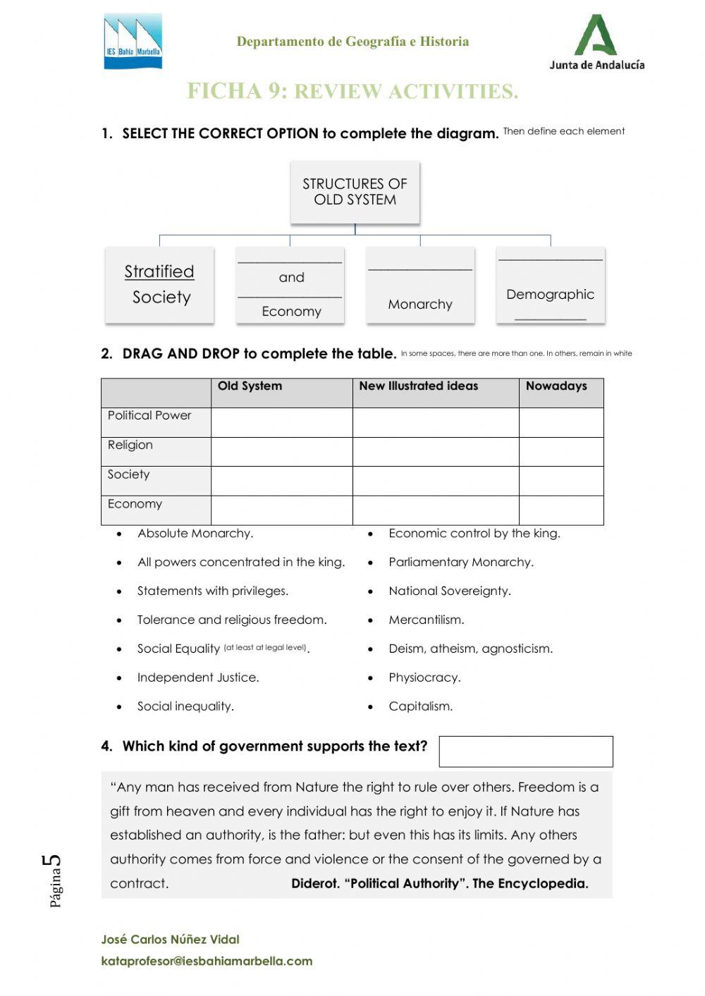 Review 18th Century worksheet | Live Worksheets