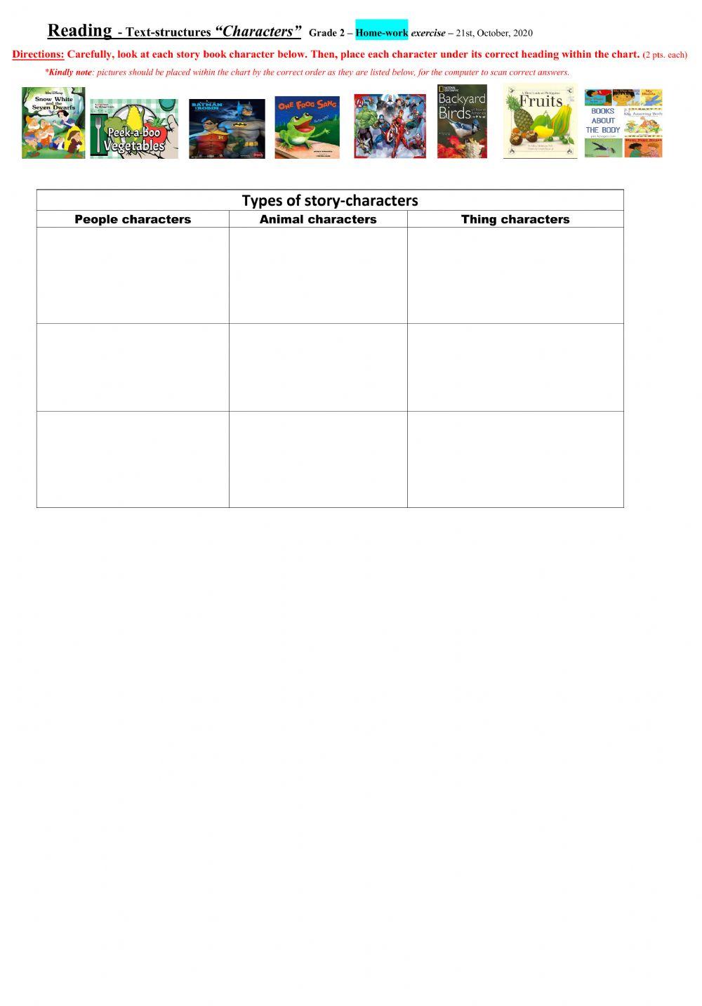 Story-charcters worksheet | Live Worksheets