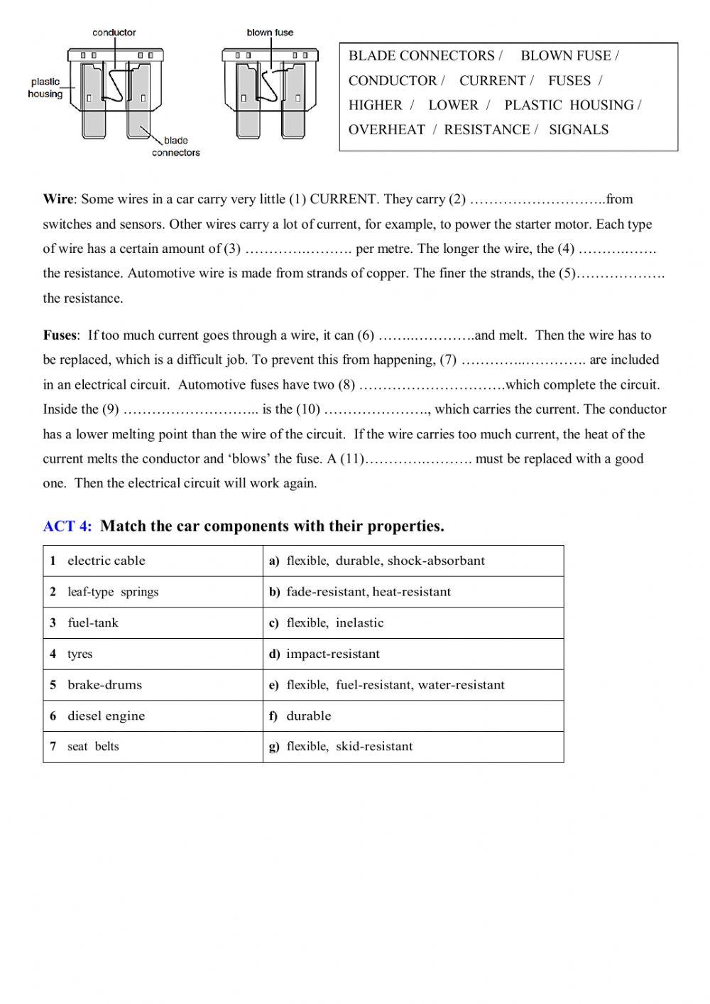 MATERIALS integration (AUT) worksheet | Live Worksheets