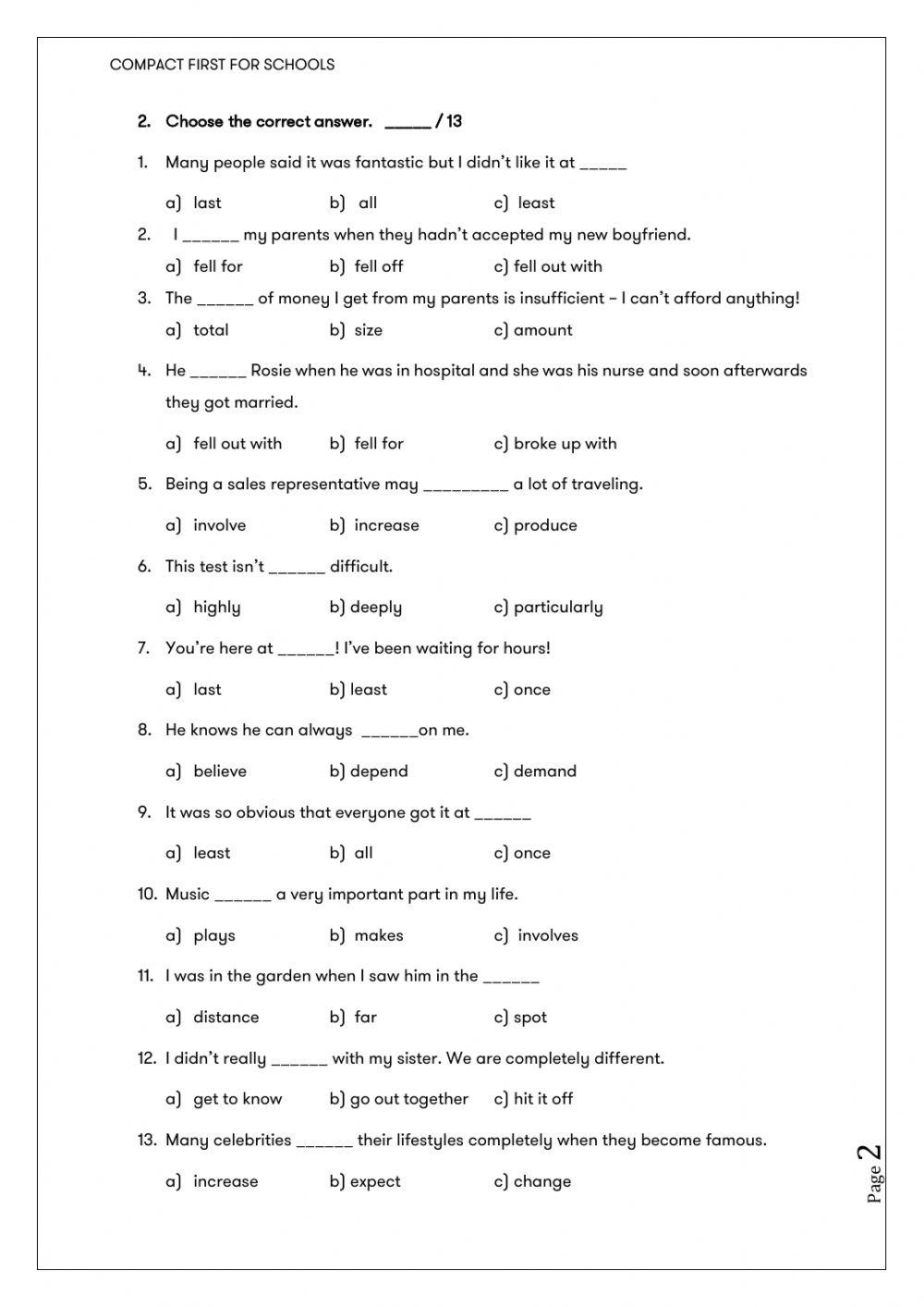 test compact first unit 1 online exercise for | Live Worksheets