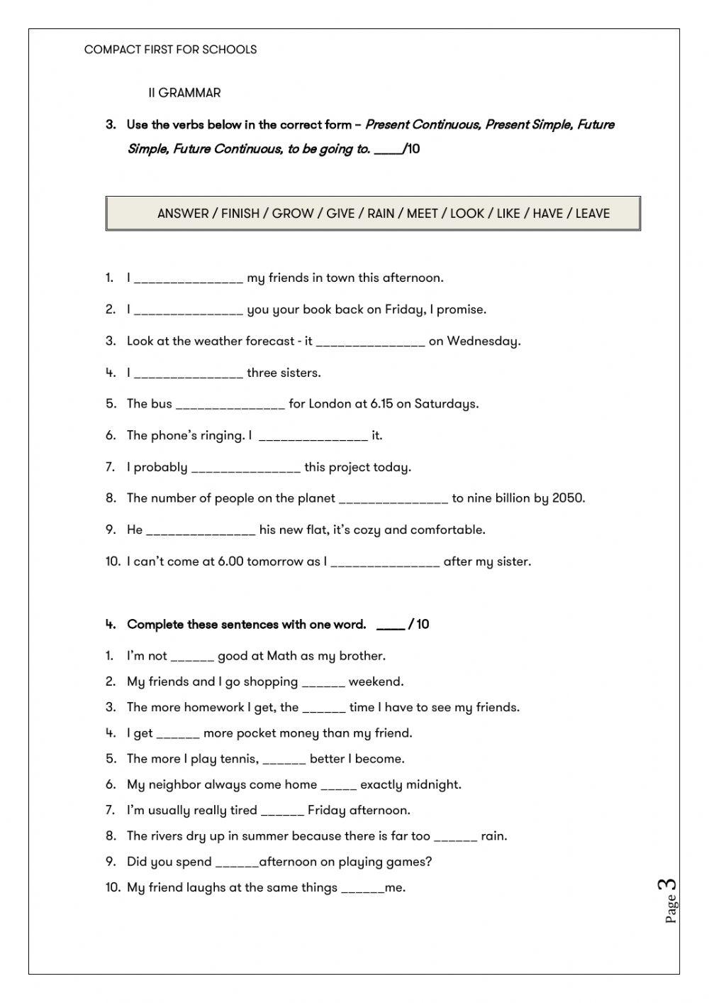 test compact first unit 1 online exercise for | Live Worksheets