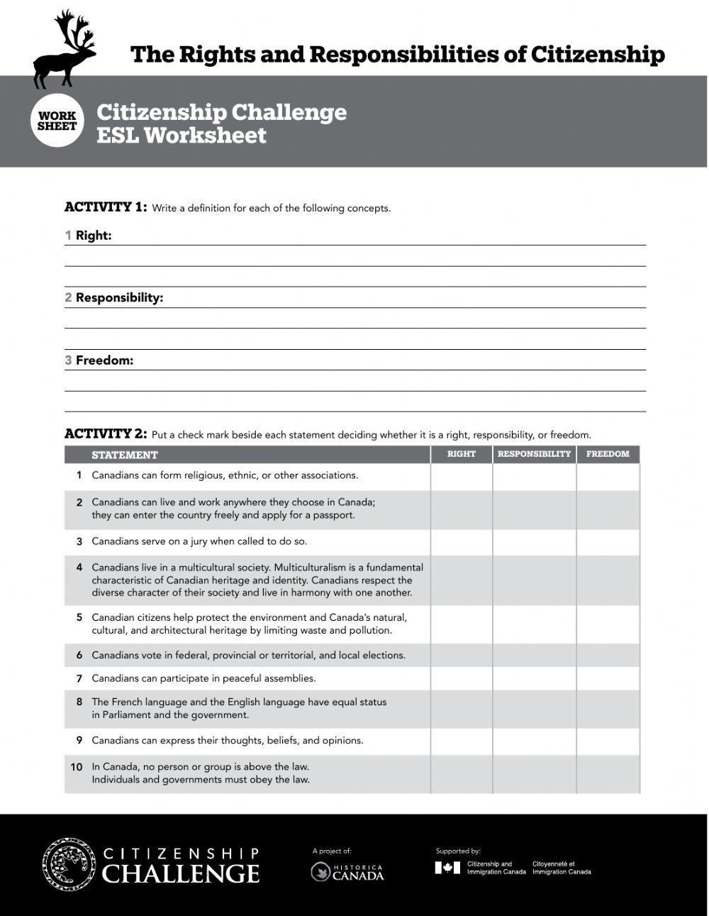 Rights Responsibilities and Freedom online exercise for | Live Worksheets
