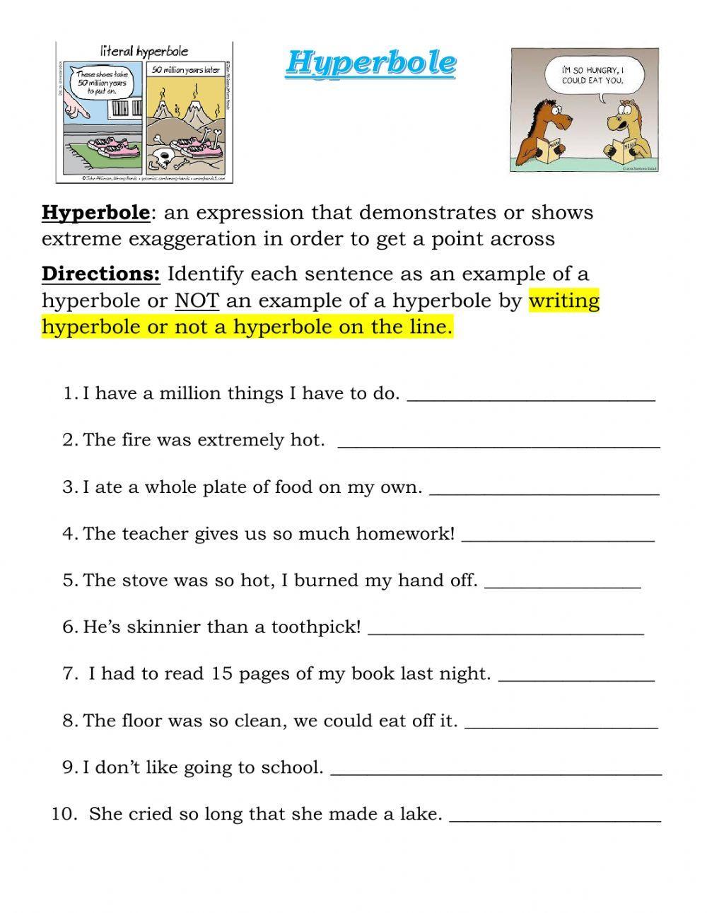 Hyperbole Figurative Language Worksheet Live Worksheets 50 Off