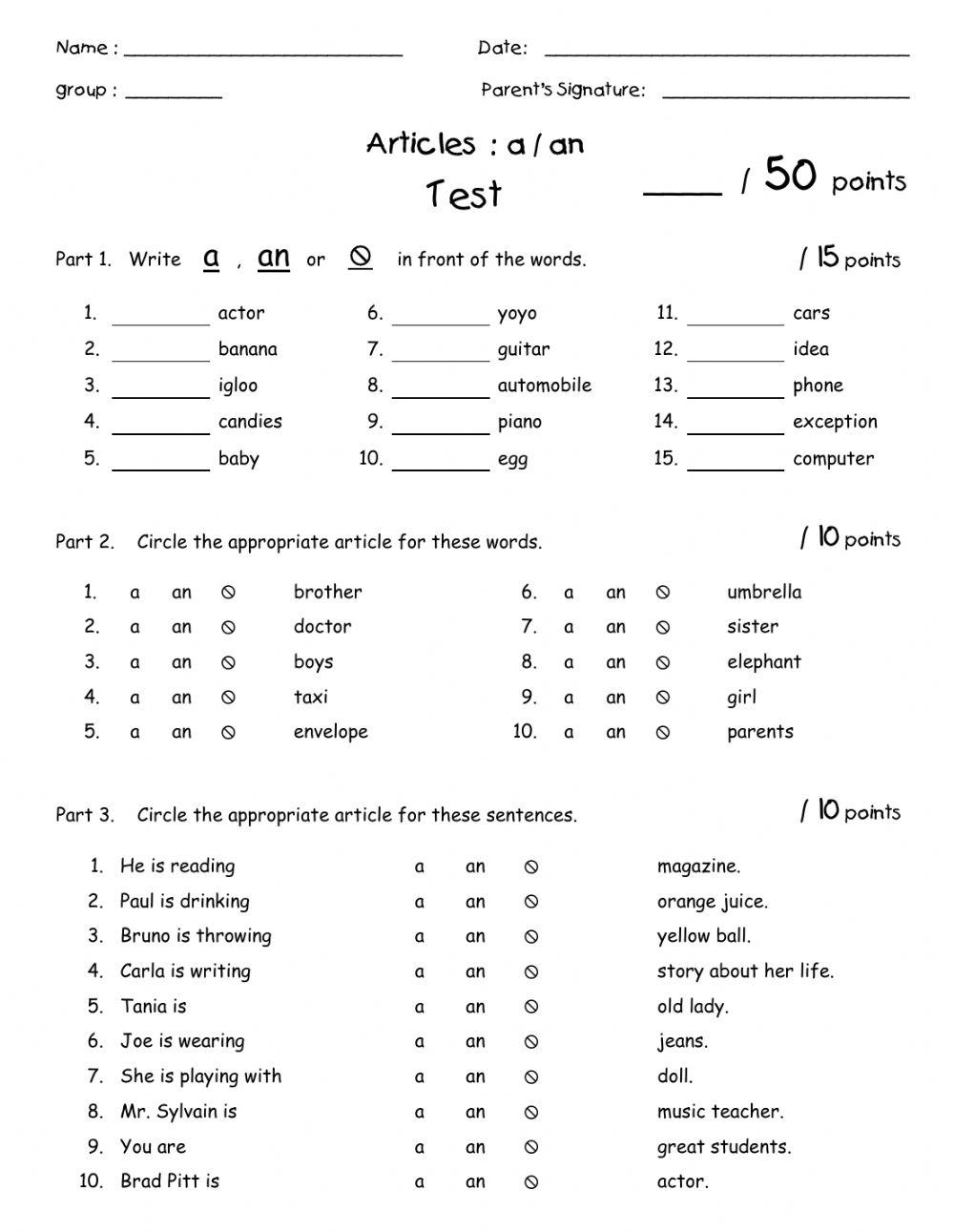 Grade-4-articles | Free Interactive Worksheets | 6180999