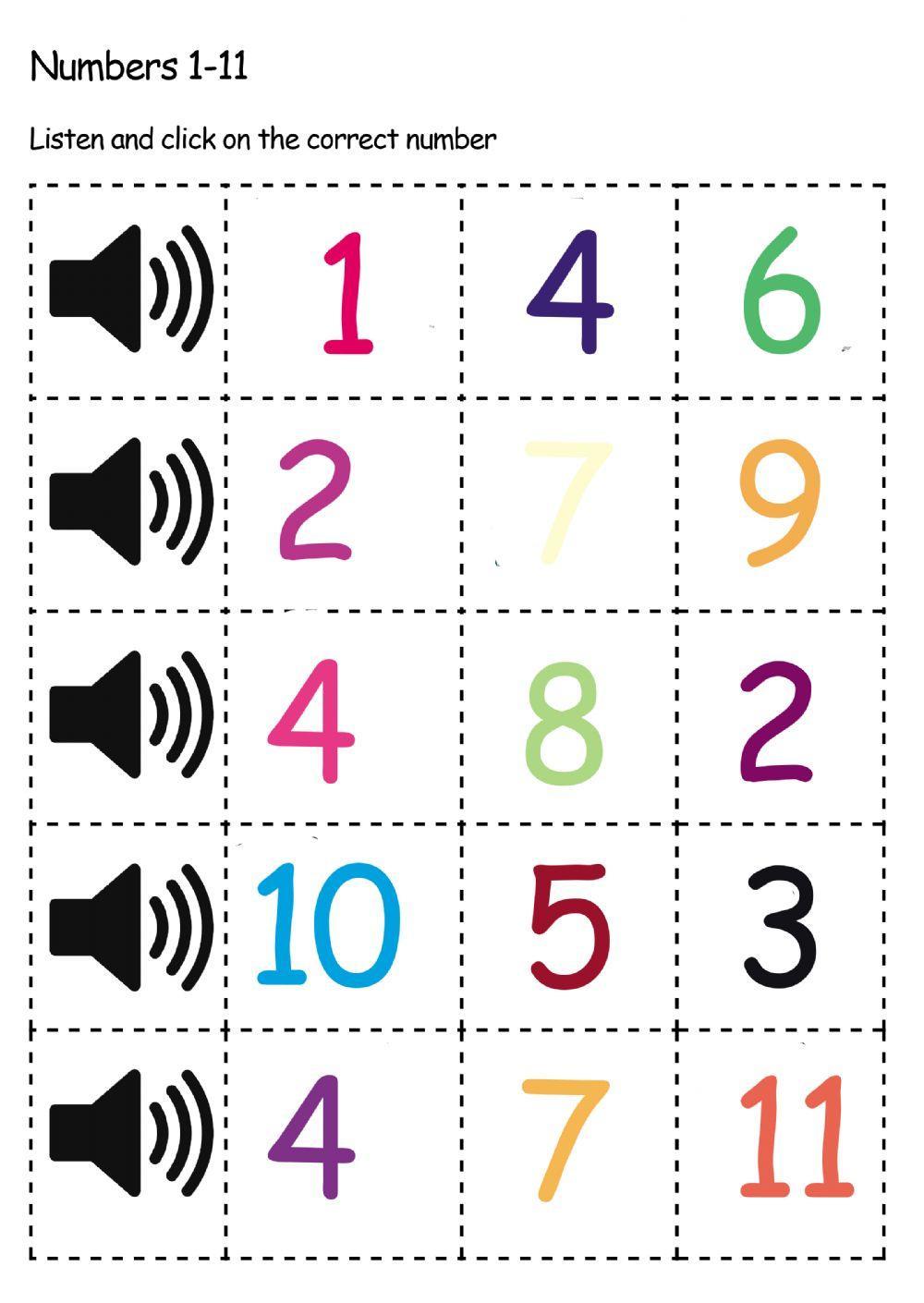 Numbers 1-11 | Free Interactive Worksheets | 439512