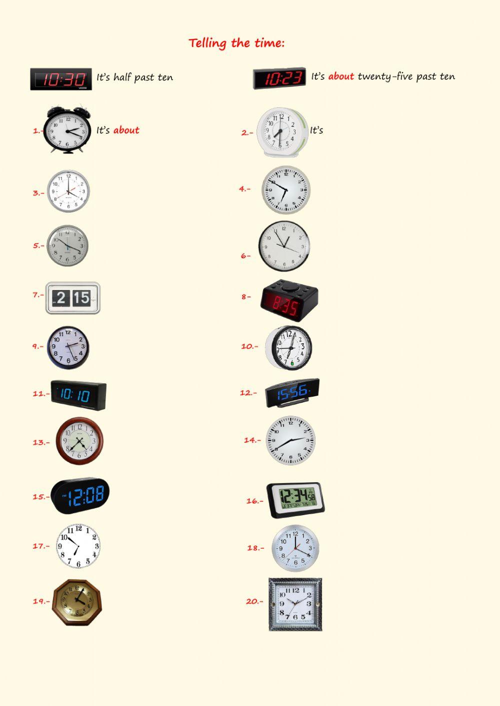 Telling the time online worksheet for grade 5 | Live Worksheets